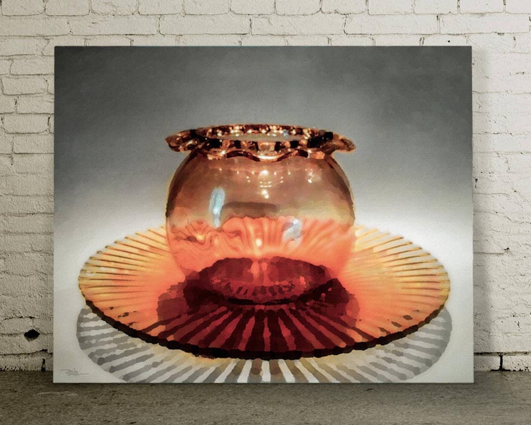 Pink Depression Glass - Pop Art - Large Wall Art - Dining Room Art ...