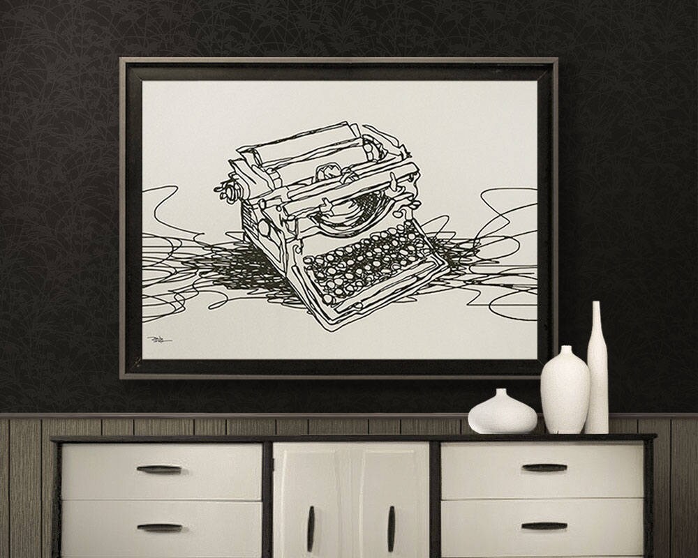 Large Wall Art - Line Art - Typewriter Art - Instant Download - Digital ...