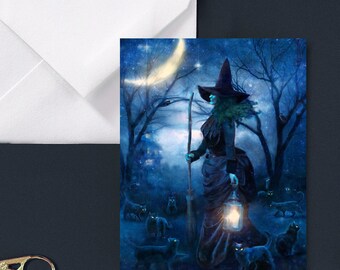 Witch Halloween Card | Etsy