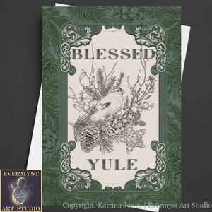 Blessed Yule Nature Greeting Card Yuletide Card Simple Winter Solstice ...