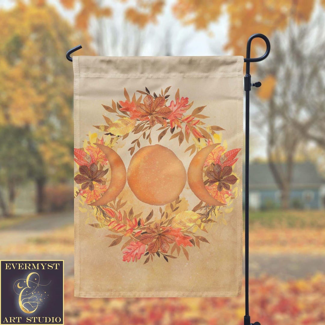 Triple Moon Garden Flag Goddess Samhain Fall Wicca Pagan Yard Flag Sign ...