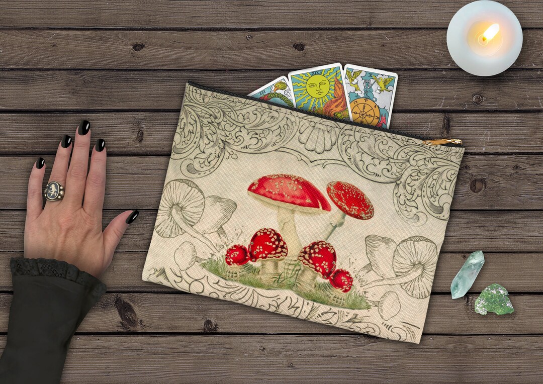 Toadstool Tarot Accessory Zippered Pouch Purse Tarot Oracle Deck Makeup ...