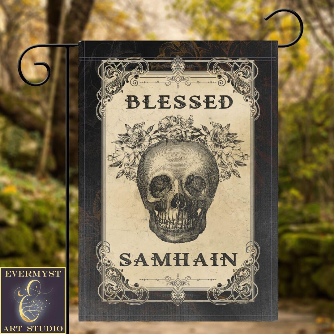 Blessed Samhain Garden Flag - Pagan Witch Samhain Decorative Banner ...