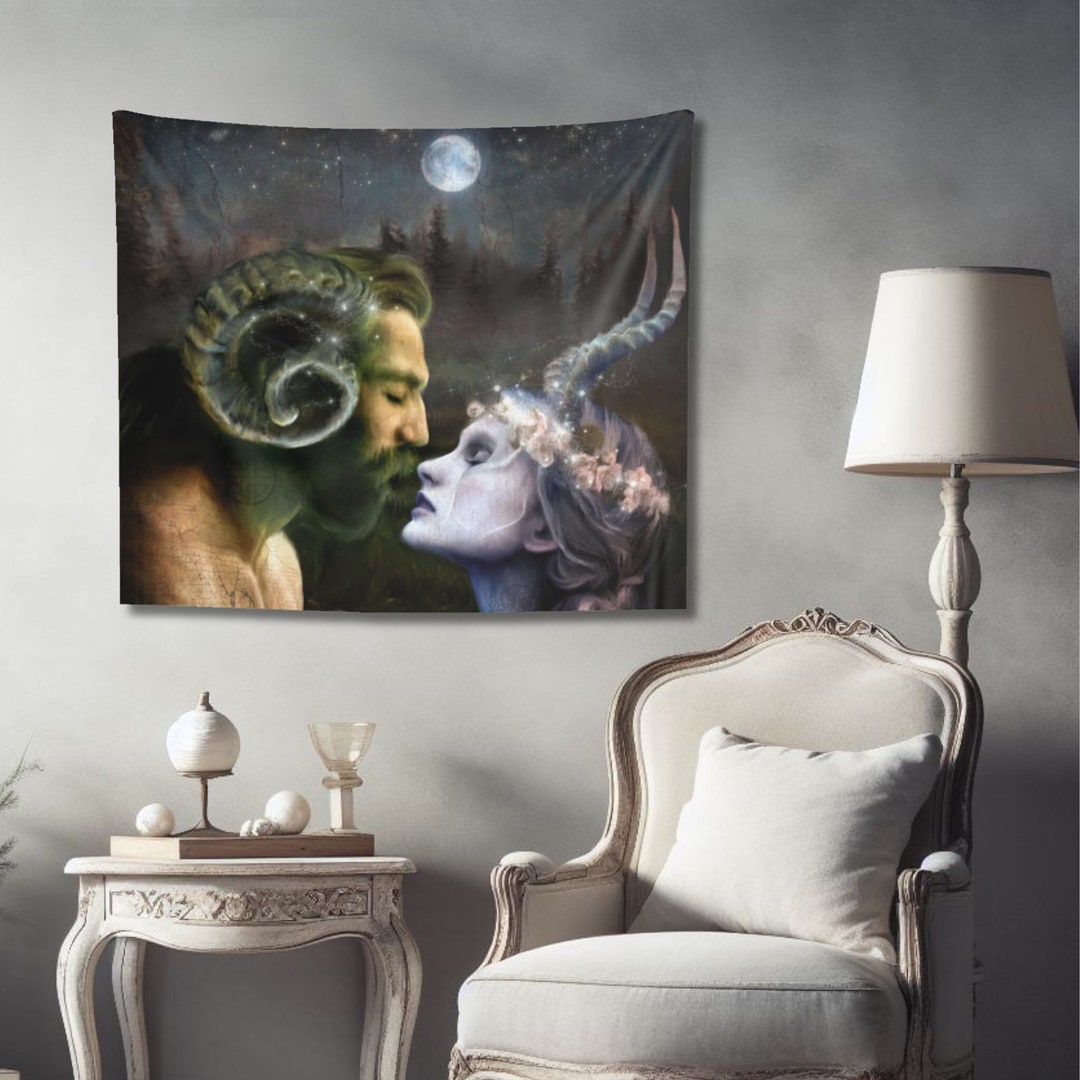 Horned God and Goddess Wall Tapestry, Altar Cloth, Wicca Decor, Wicca ...