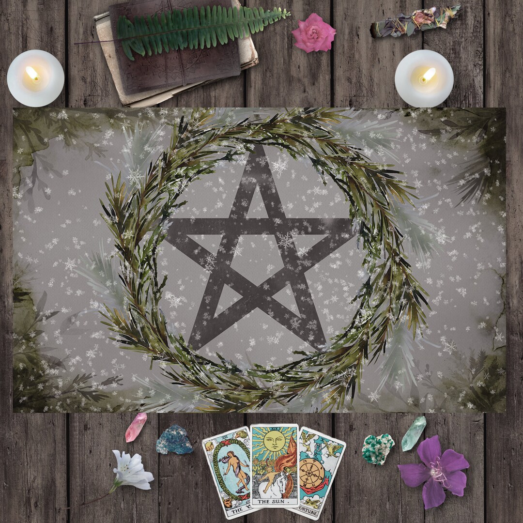 Yule Altar Cloth Forest and Pine Pentagram Winter Solstice Tarot ...
