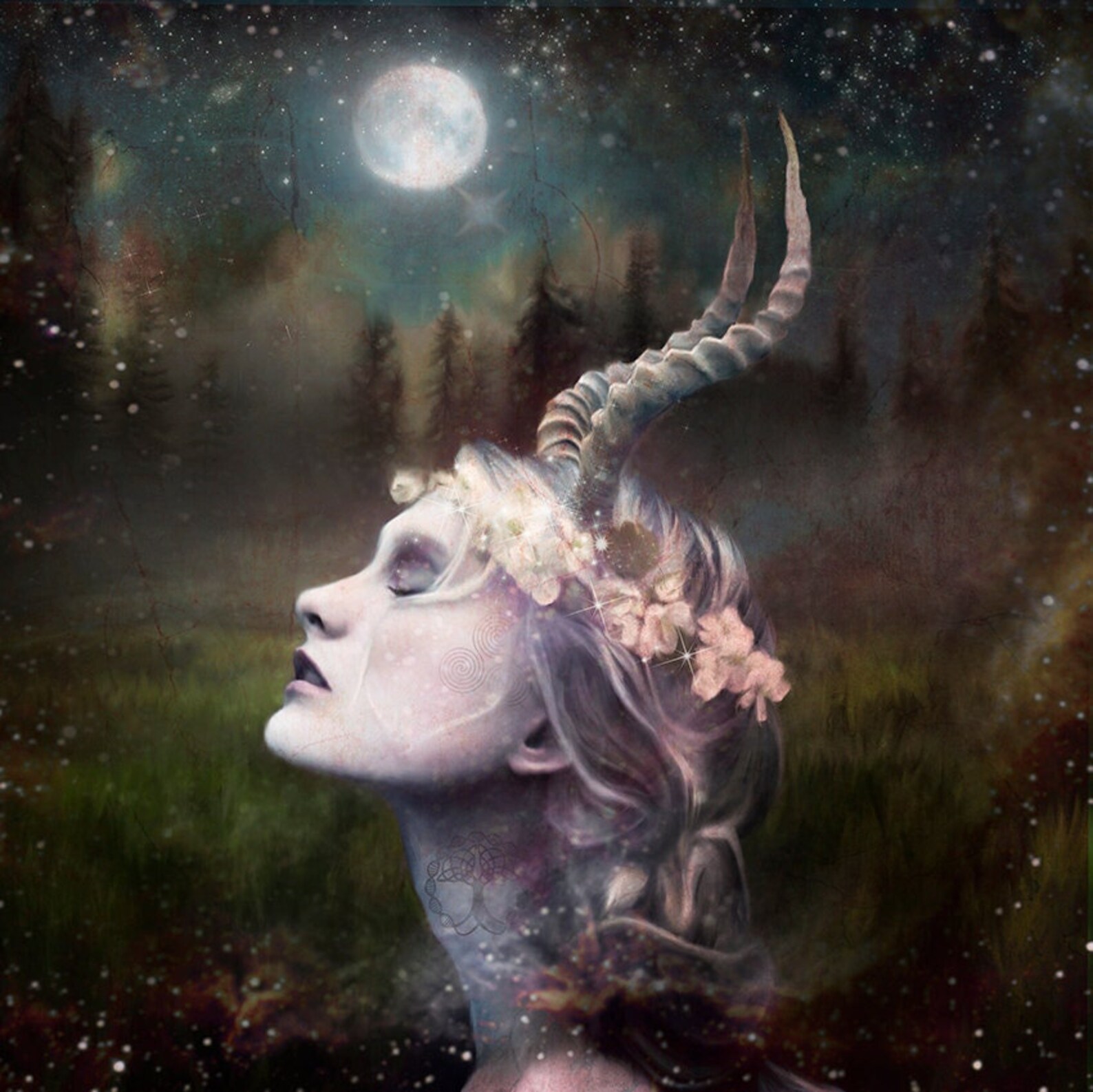 Horned Goddess Art Lady Love Goddess Goddess Canvas Pagan - Etsy