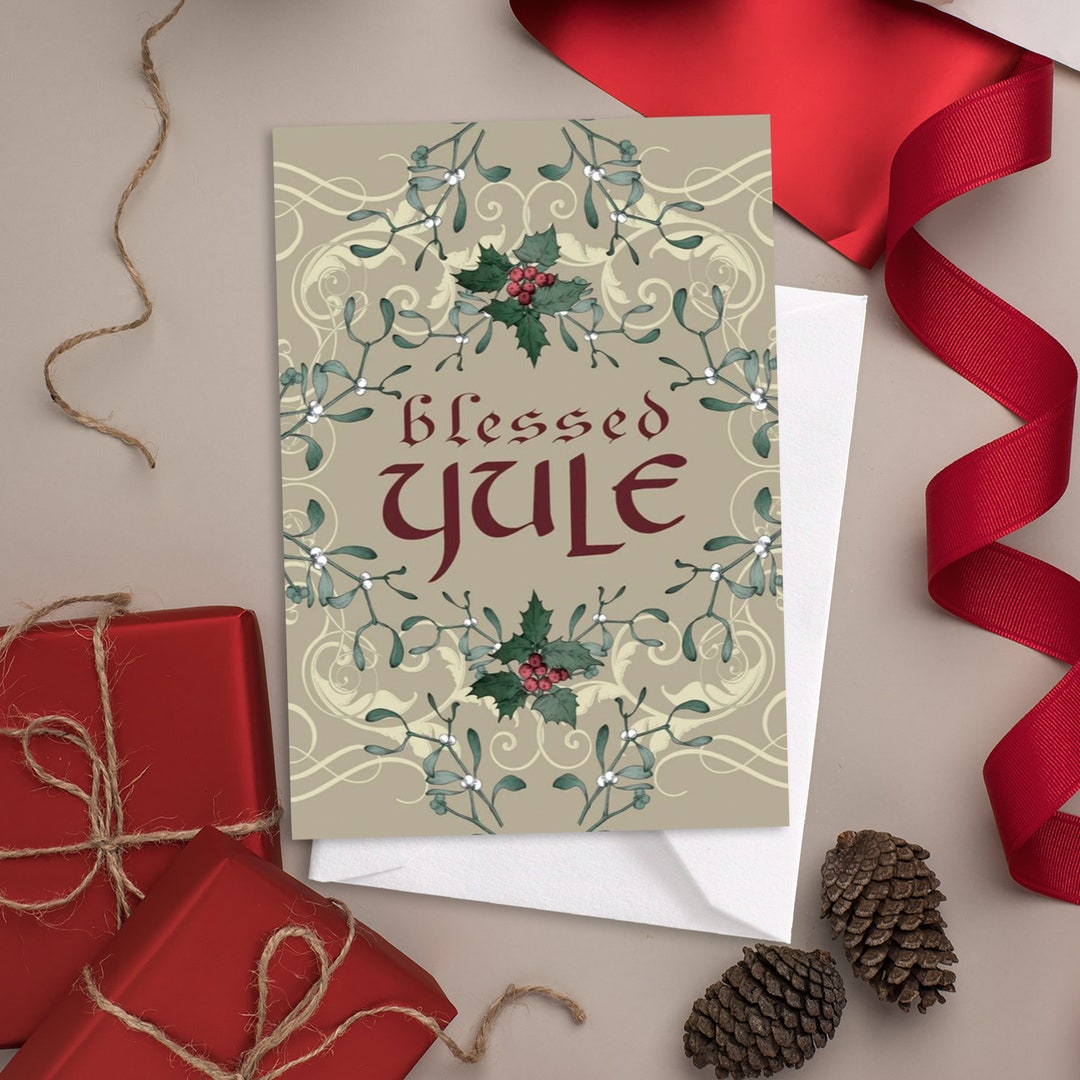 Blessed Yule Greeting Card Yuletide Holiday Season Blank Notecards - Etsy