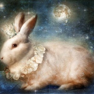 Fantasy Rabbit Art Print Moon Hare Mythic Fairy Tale Easter - Etsy