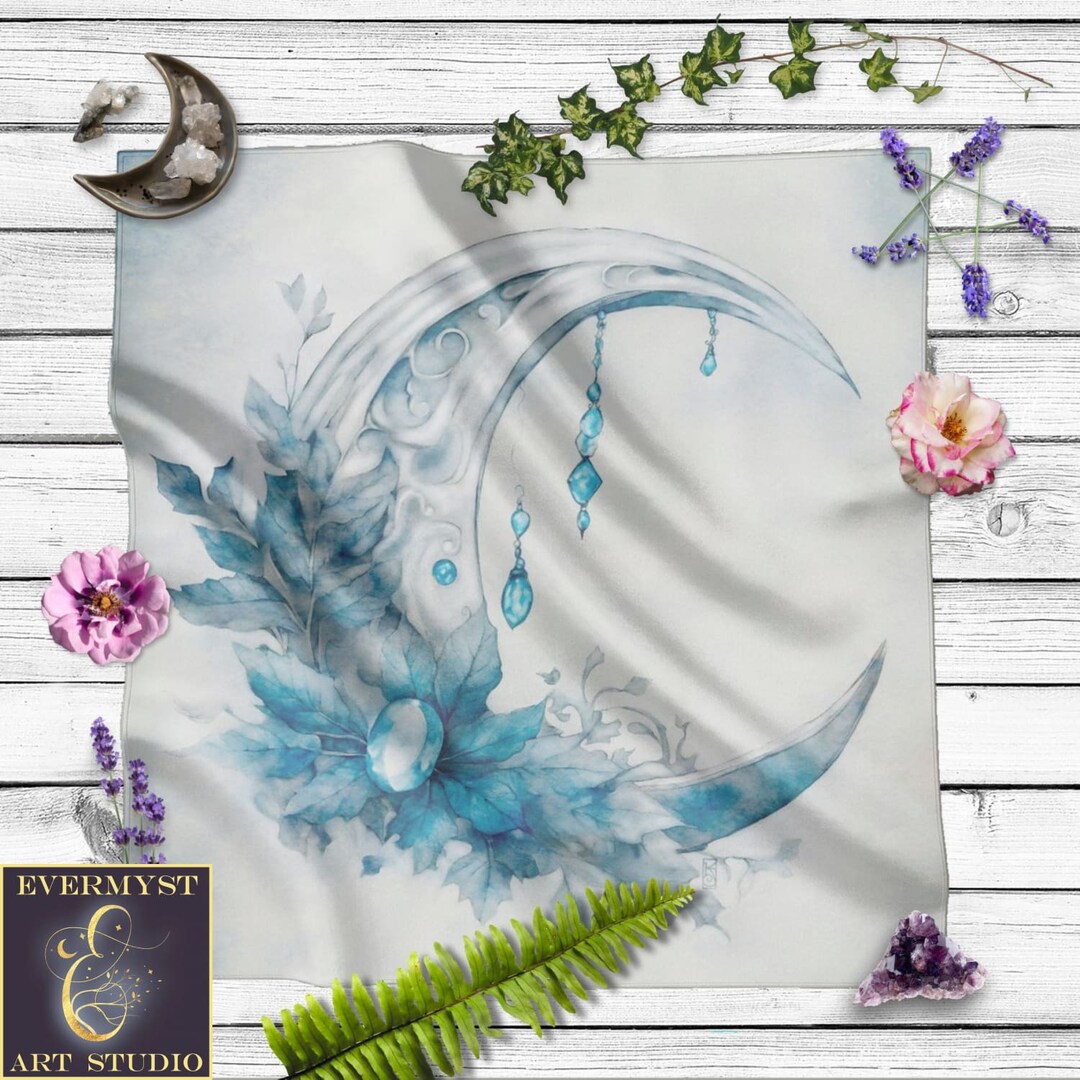 Blue Moon Altar Tarot Cloth, Celestial Cottage Witch Decor - Etsy