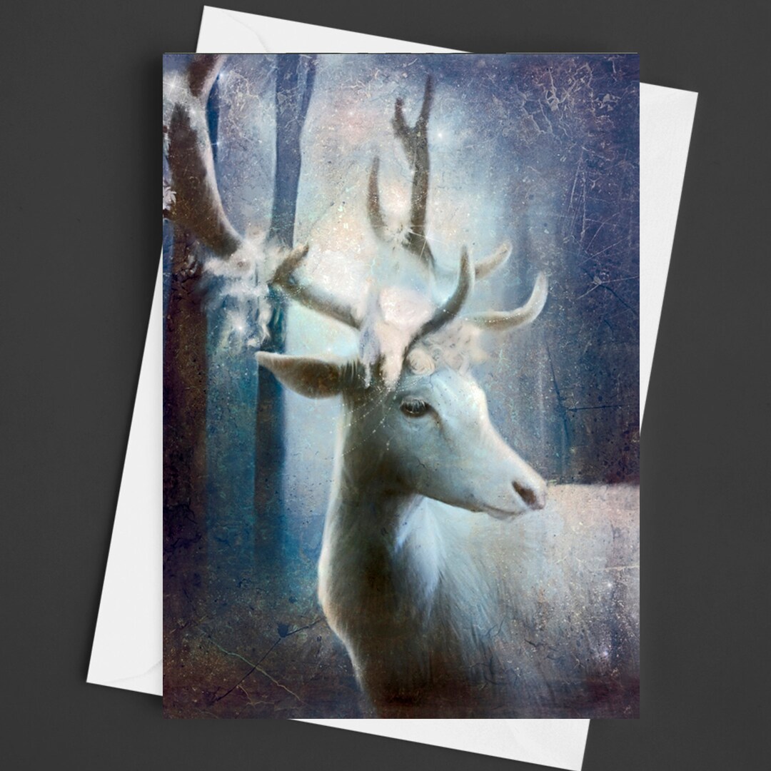 White Stag Deer Blank Card Fantasy Mythic Notecard Stationary - Etsy