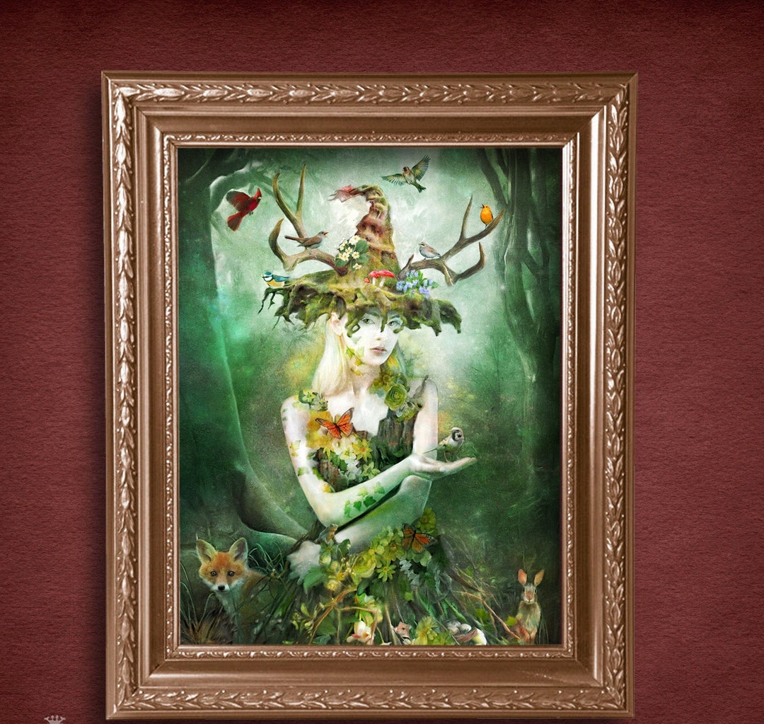 Woodland Nature Goddess Art Print, Elen of the Ways, Celtic Goddess Art ...