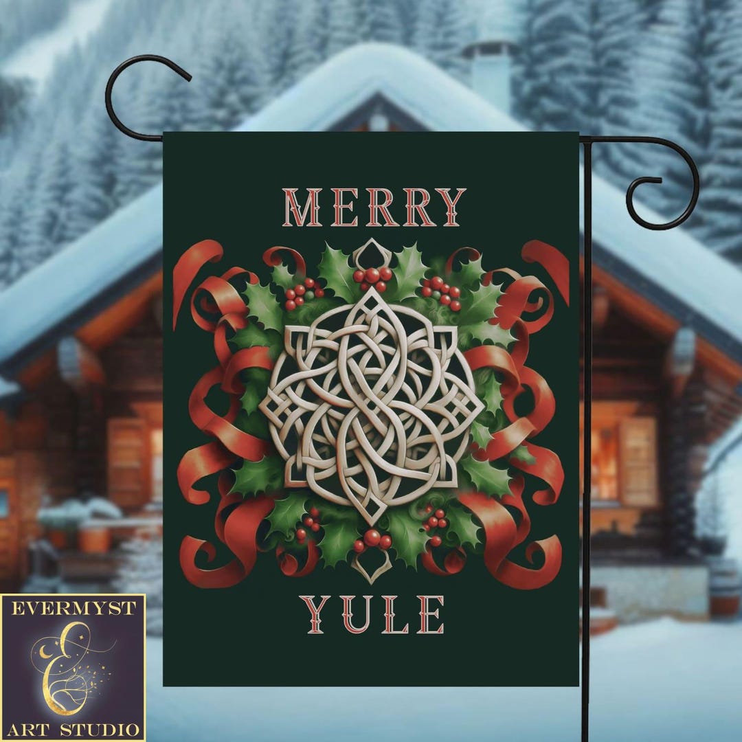 Merry Yule Celtic Flag, Yule Yard Banner Sign - Etsy