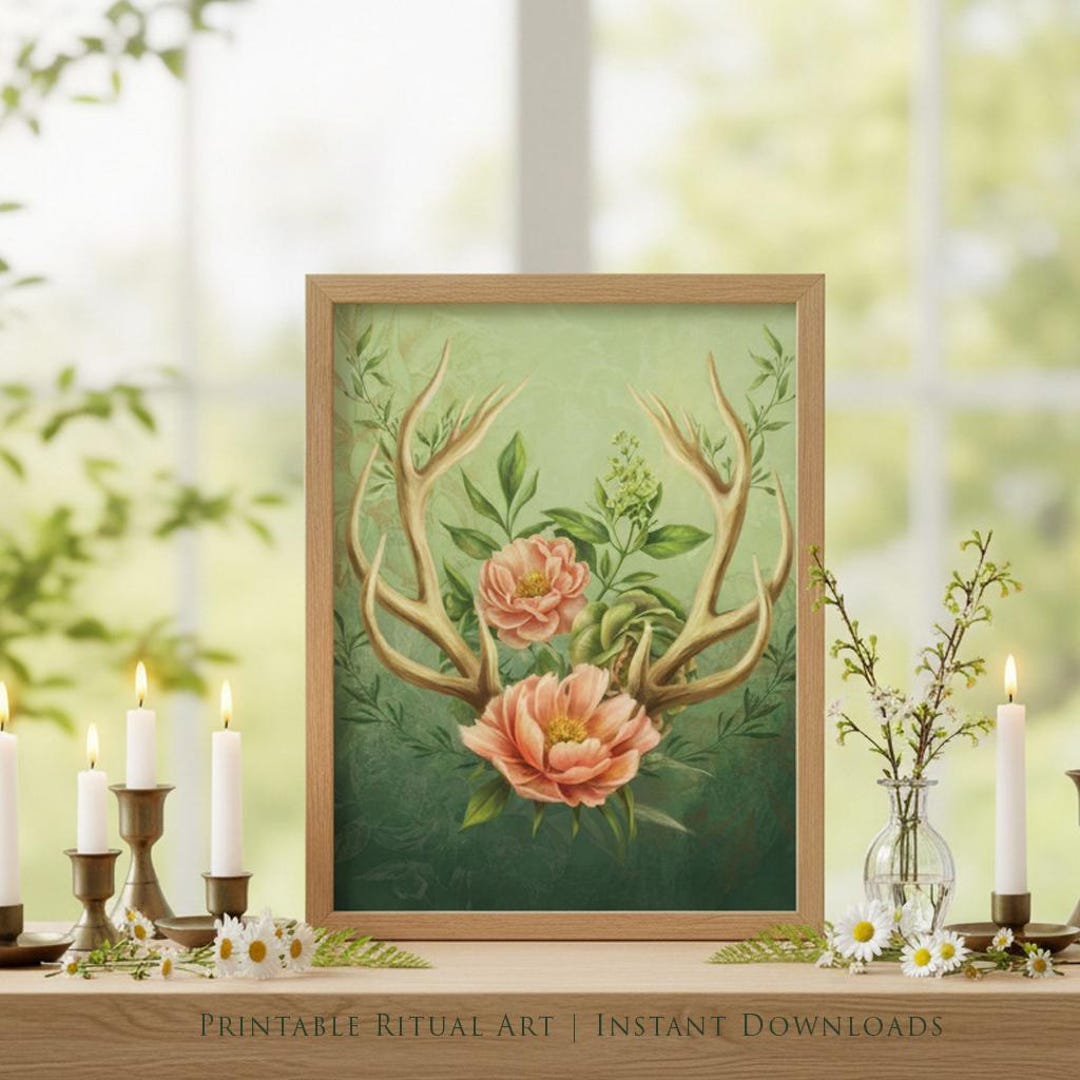 Printable Altar Art With Guide | Beltane Horned Symbolism Art | Instant ...