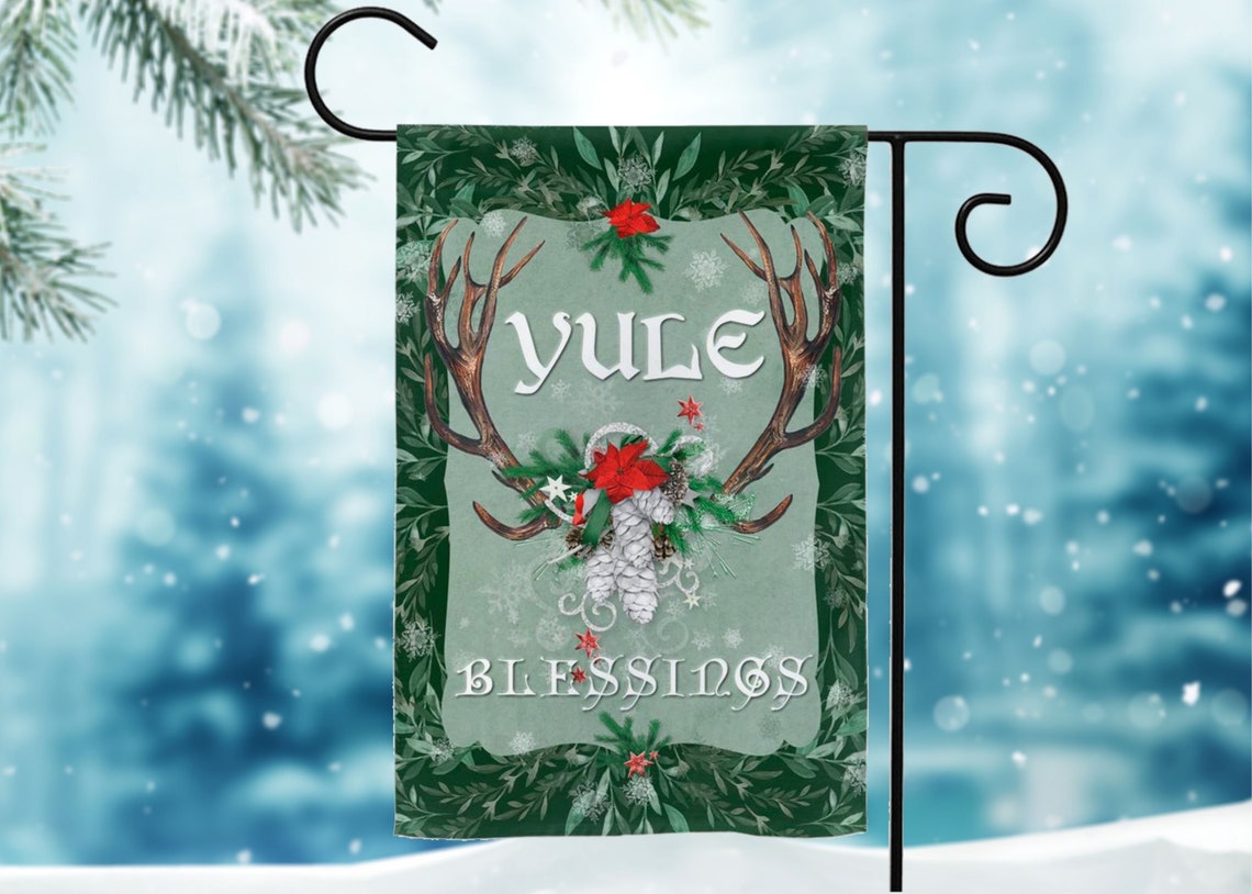 Festive Yule Garden Flag Winter Solstice Yule Decor Witch - Etsy
