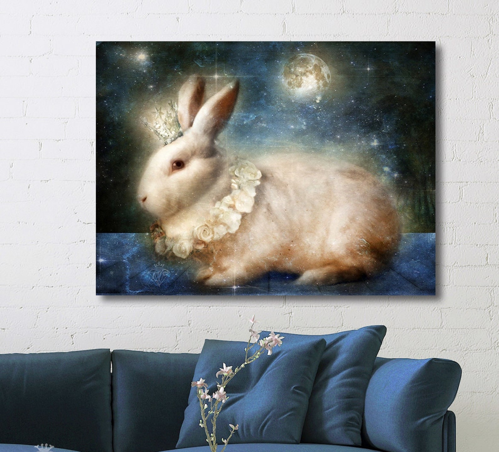 Fantasy Rabbit Art Print Moon Hare Mythic Fairy Tale Easter - Etsy