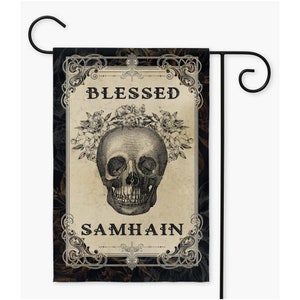 Blessed Samhain Garden Flag Pagan Witch Autumn Equinox Decoration Yard ...
