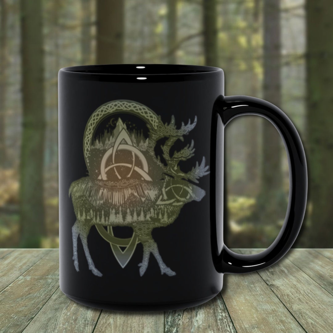 Celtic Elk Coffee Mug Deer Totem Outdoorsman Viking Shaman Novelty Mug ...