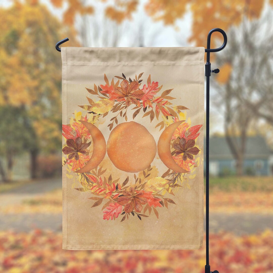 Triple Moon Garden Flag Goddess Samhain Fall Wicca Pagan Yard Flag Sign ...