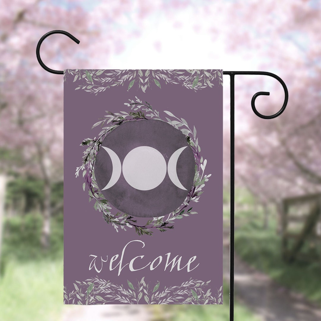 Wicca Garden Flag Triple Moon Welcome Witch Pagan Yard Banner Decor - Etsy