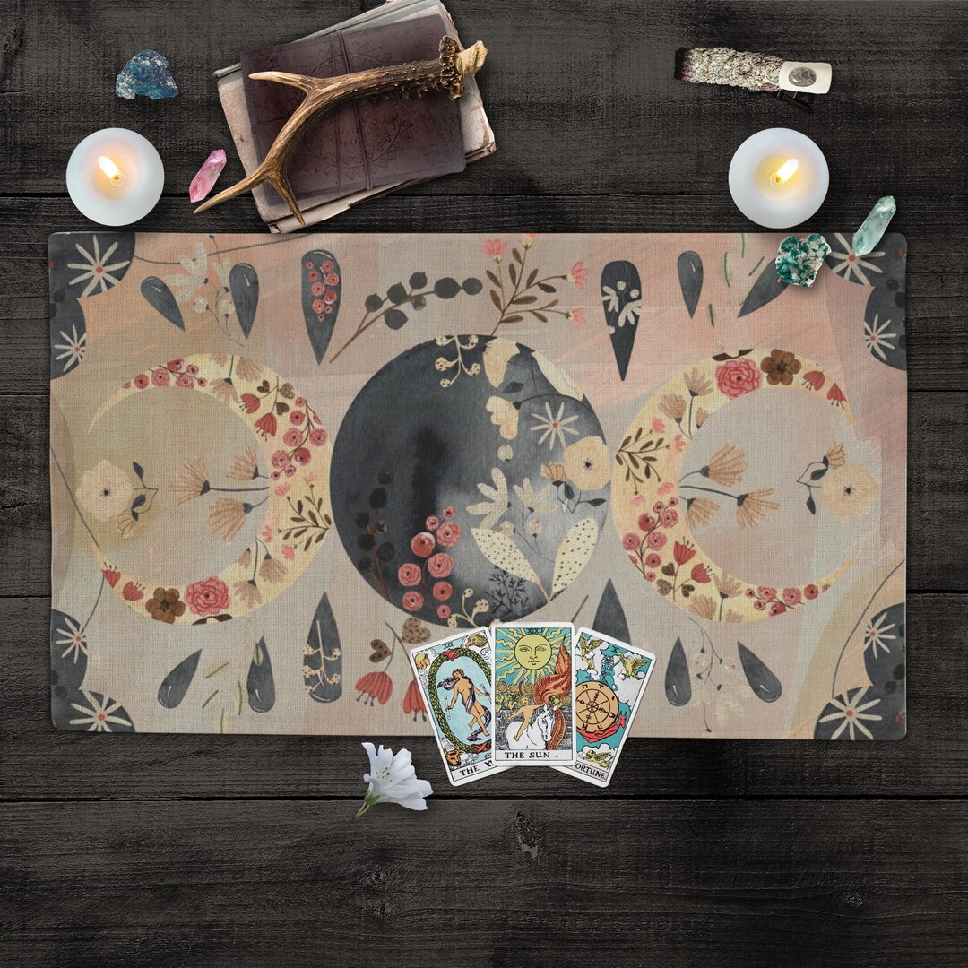 Altar Cloth Tarot Cloth Boho Celestial Sun Moon Stars Flowers Fun ...