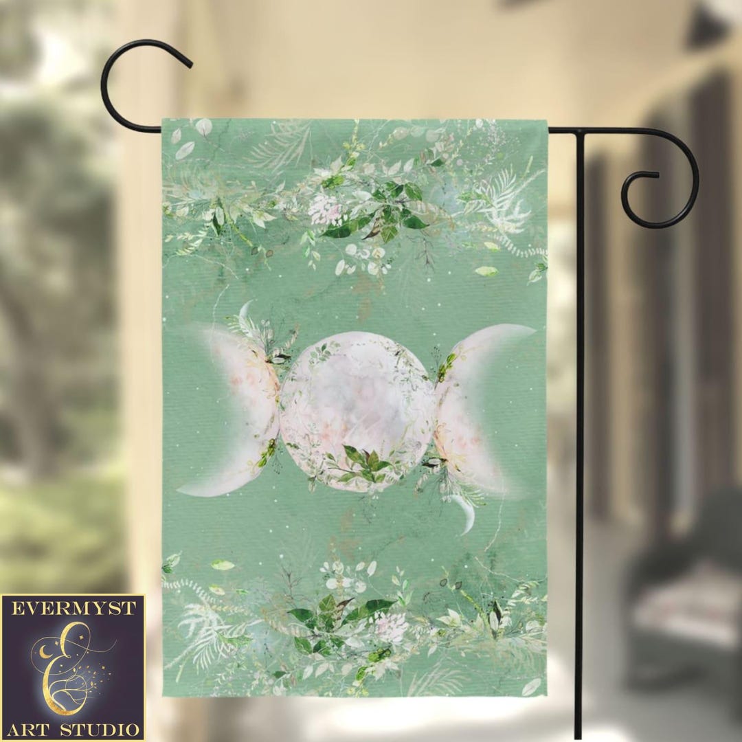 Spring Green Triple Moon Garden Flag Wicca Imbolc Enchanted Yard Flag ...