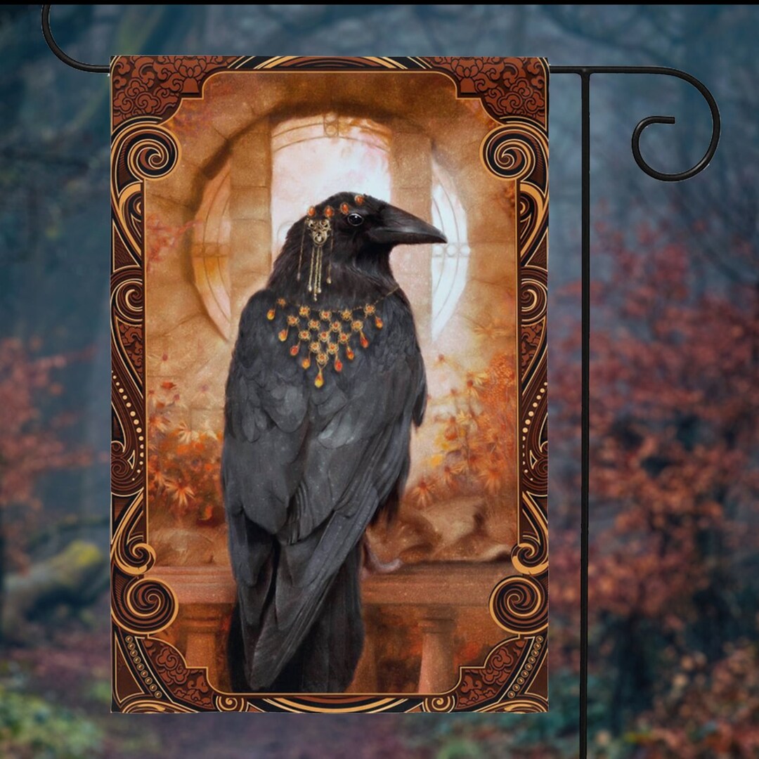 Raven Garden Flag Magical Witchy Black Bird Autumn Yard Flag Decoration ...