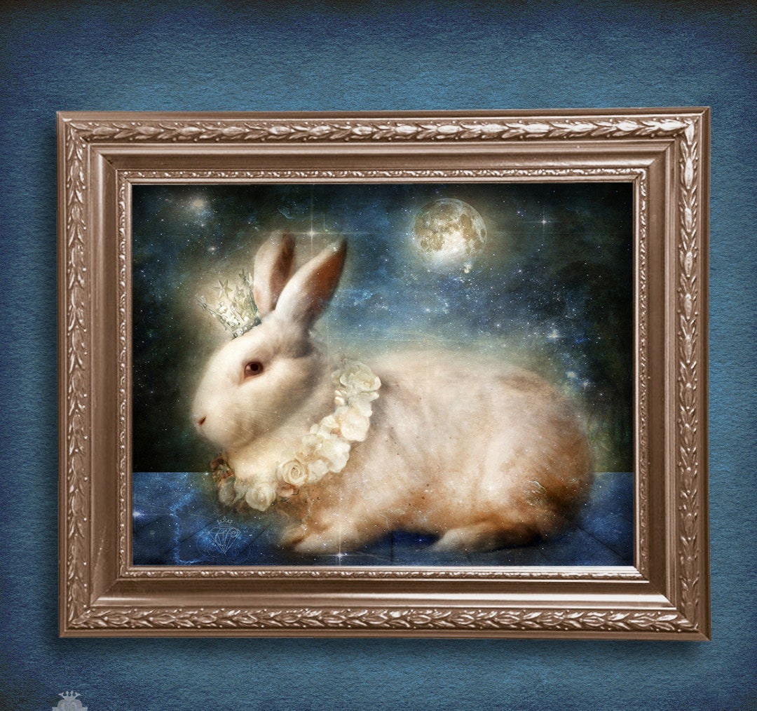 Fantasy Rabbit Art Print Moon Hare Mythic Fairy Tale Easter Ostara ...