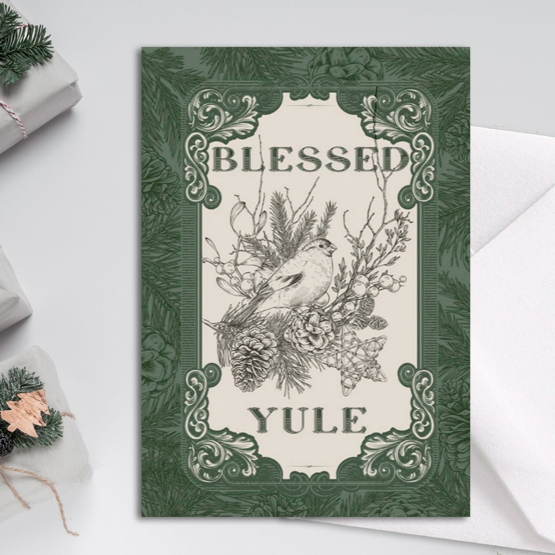 Blessed Yule Nature Greeting Card Yuletide Card Simple Winter - Etsy