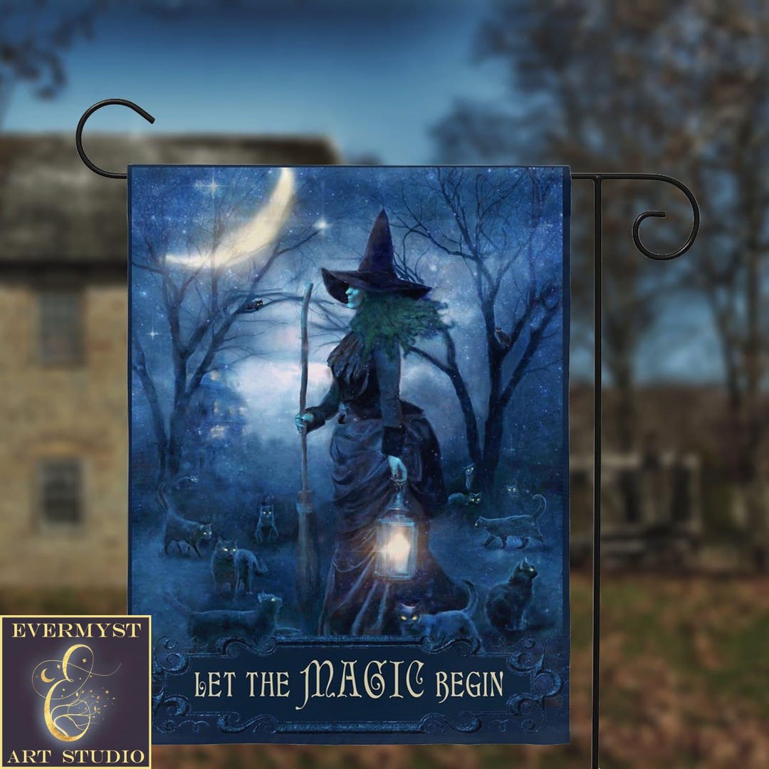 Witch Garden Flag Yard Banner Witchy Decor Samhain Halloween Sign - Etsy