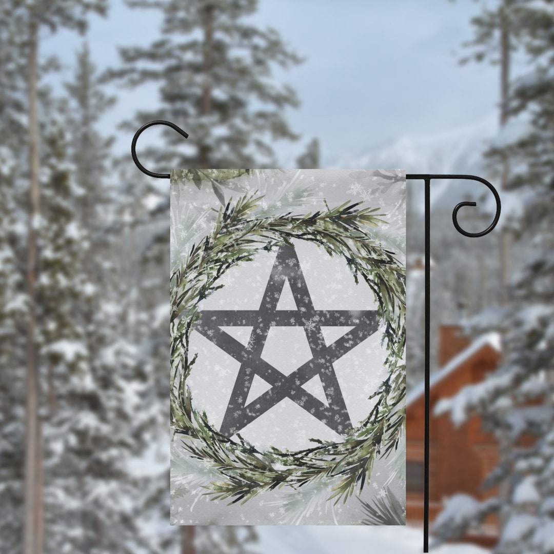 Yule Garden Flags Forest and Pine Goddess Winter Solstice Yard Banner ...