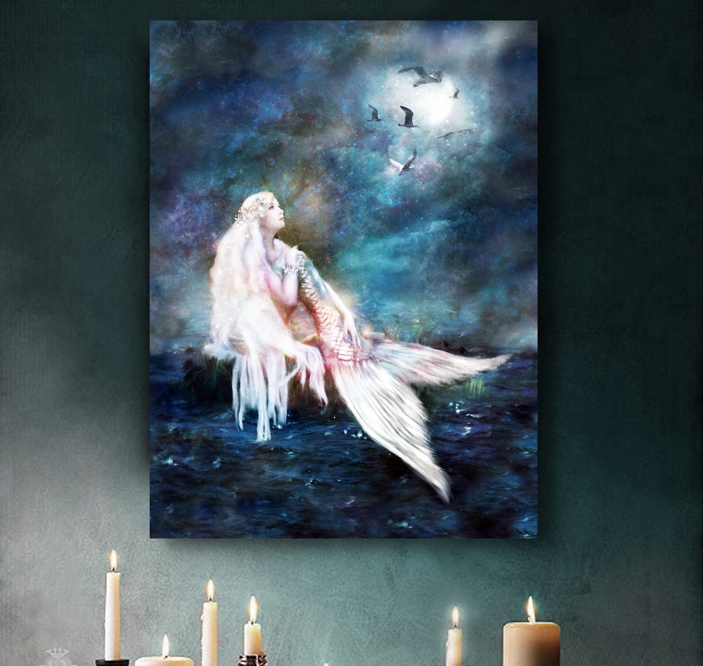 Mermaid Art Mermaid Canvas Wall Art Mermaid Print Mermaid - Etsy