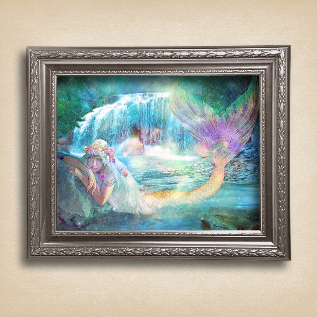 Mermaid Art, Mermaid Print, Mermaid Decor, Mermaid Canvas, Mermaid Wall ...