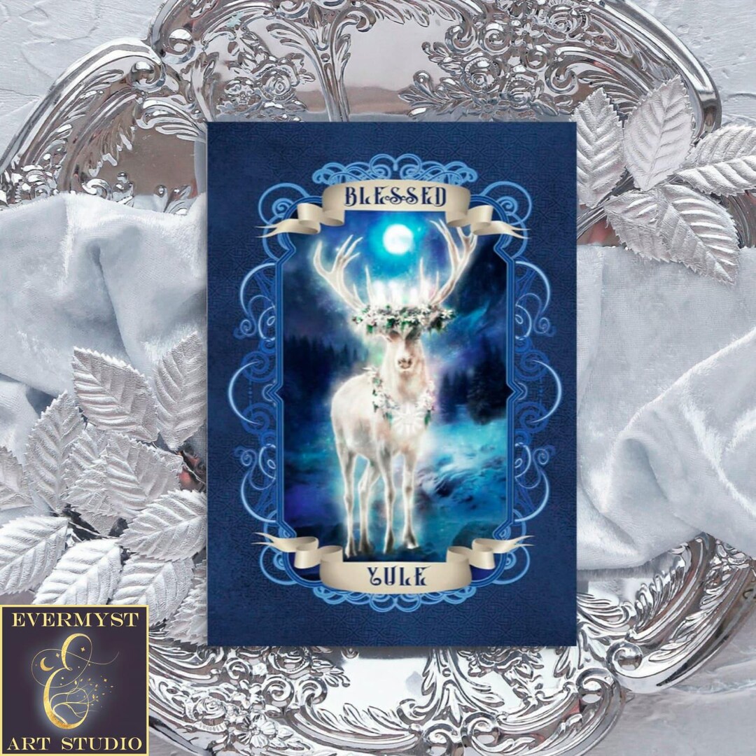 Yule Reindeer Greeting Card Yuletide Stag Deer Mythic Deer Blank ...