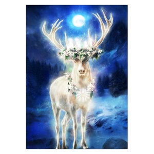 Yule Deer Stag Card, Winter Solstice Greeting Cards - Etsy