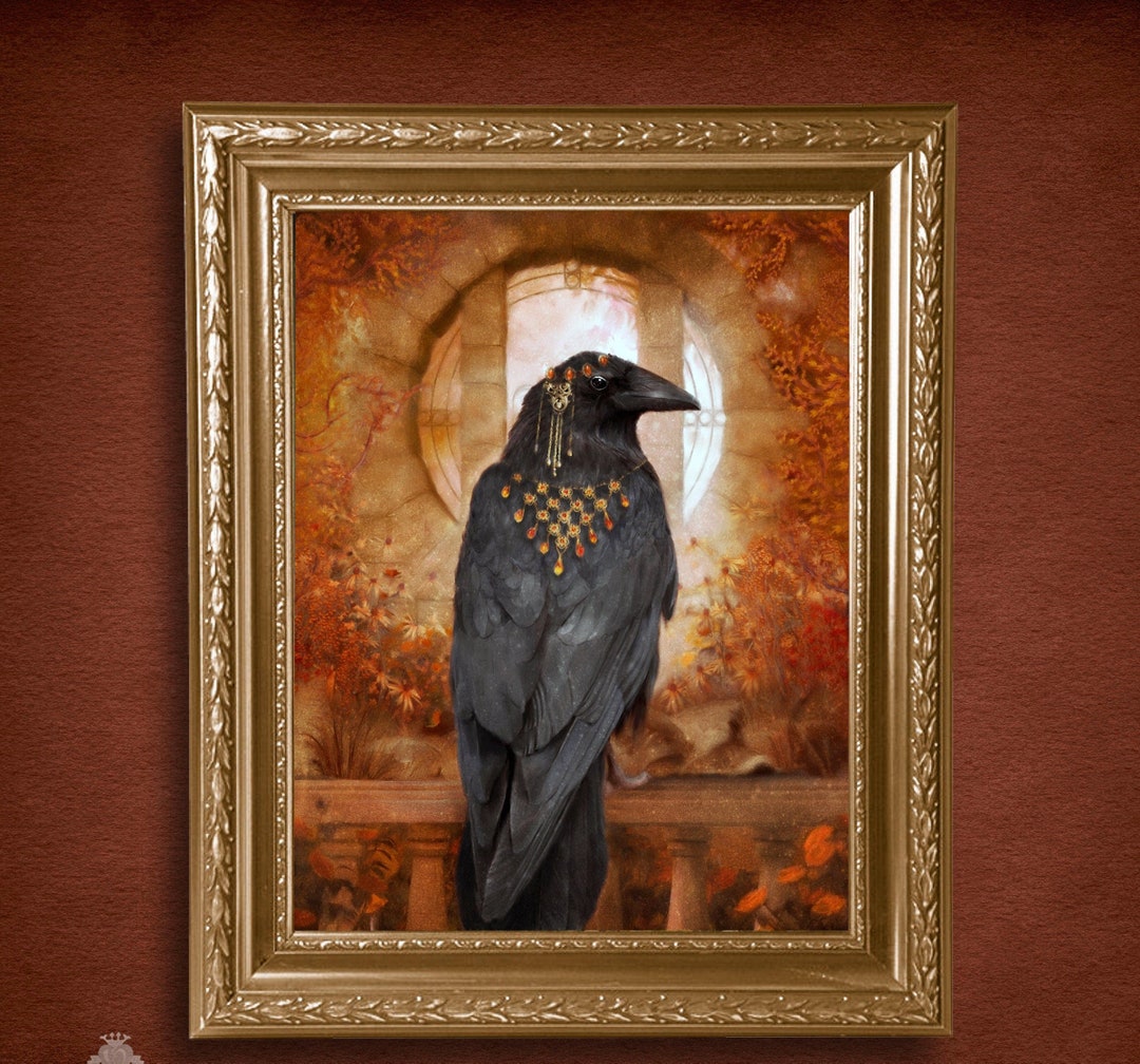 Raven Painting Art Print Fantasy Crow Canvas Wall Decor - Etsy