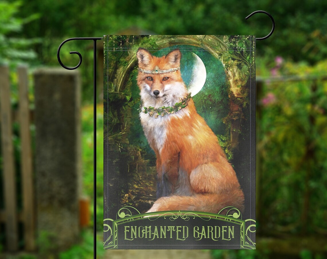 Enchanted Garden Flag With Fancy Mythic Fox Fantasy Fox - Etsy