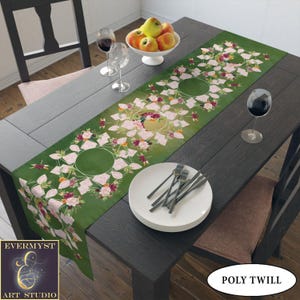 Altar Cloth Table Runner With Floral Geometric Design in Green Witch ...