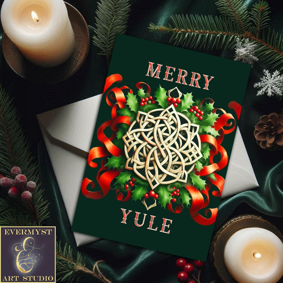 Merry Yule Greeting Cards, Yule Card - Etsy