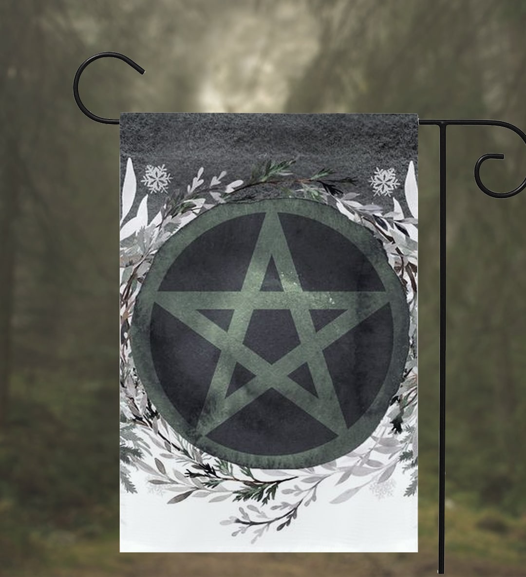Winter Pine Pentacle Garden Flag Witch Pagan Wicca Yule Solstice Yard ...