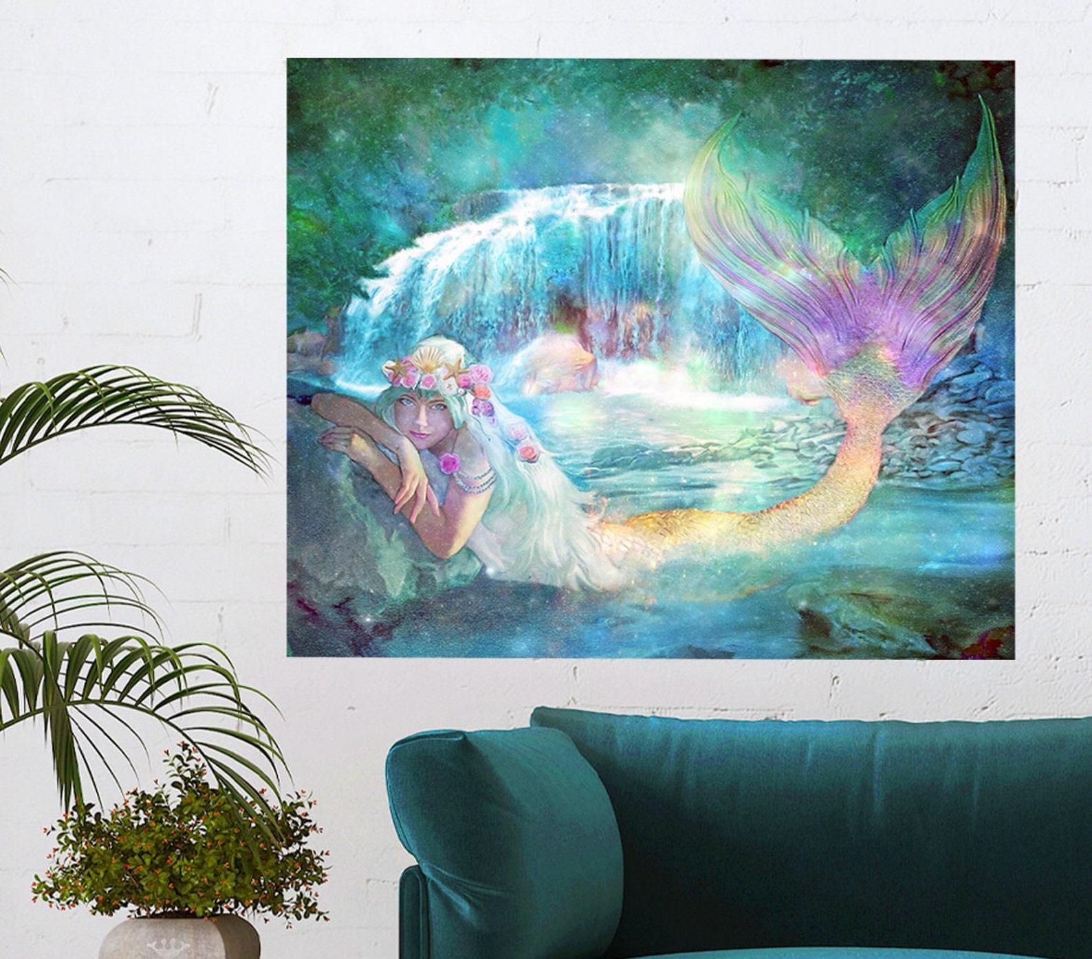 Mermaid Art Mermaid Print Mermaid Decor Mermaid Canvas - Etsy