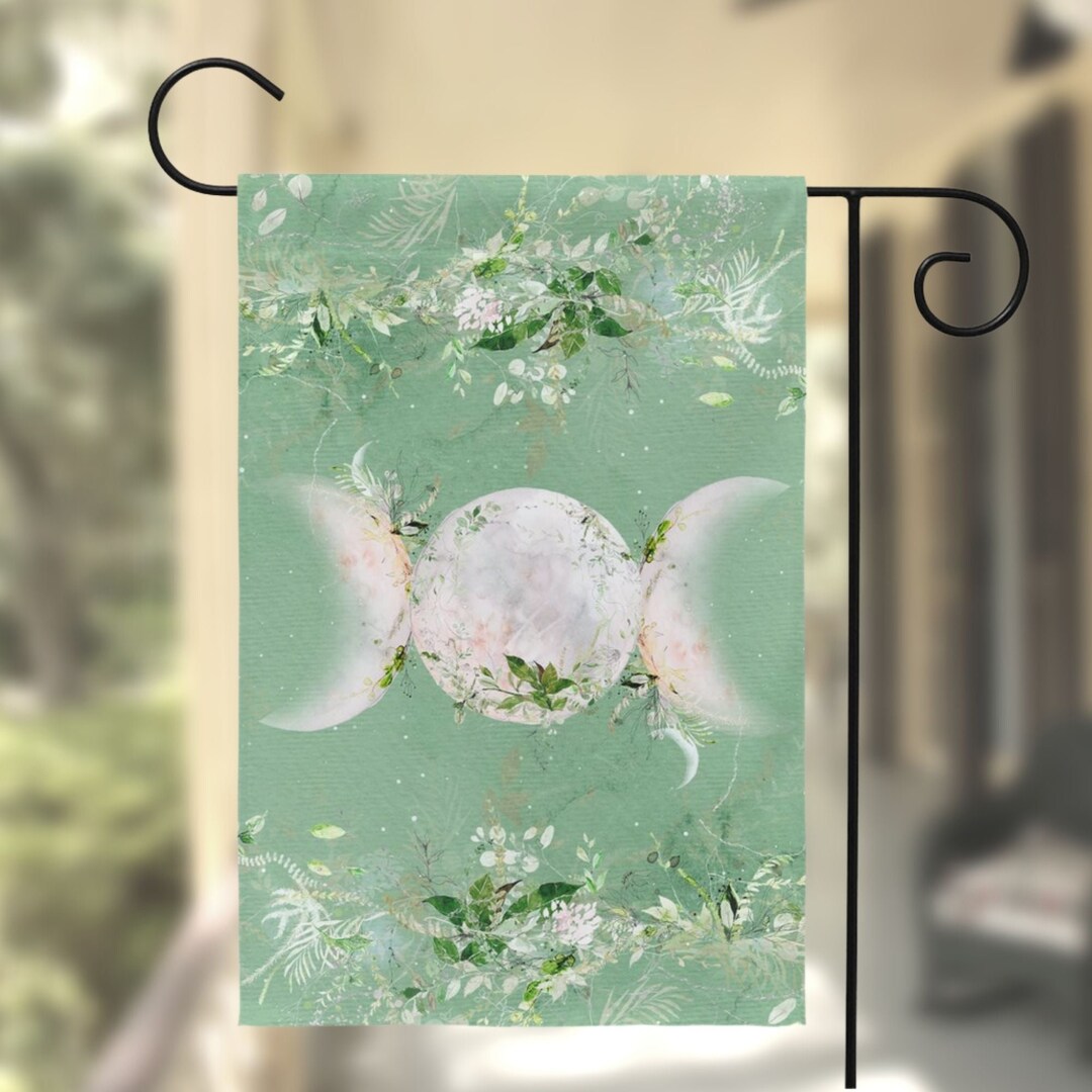Spring Green Triple Moon Garden Flag Wicca Imbolc Enchanted Yard Flag ...