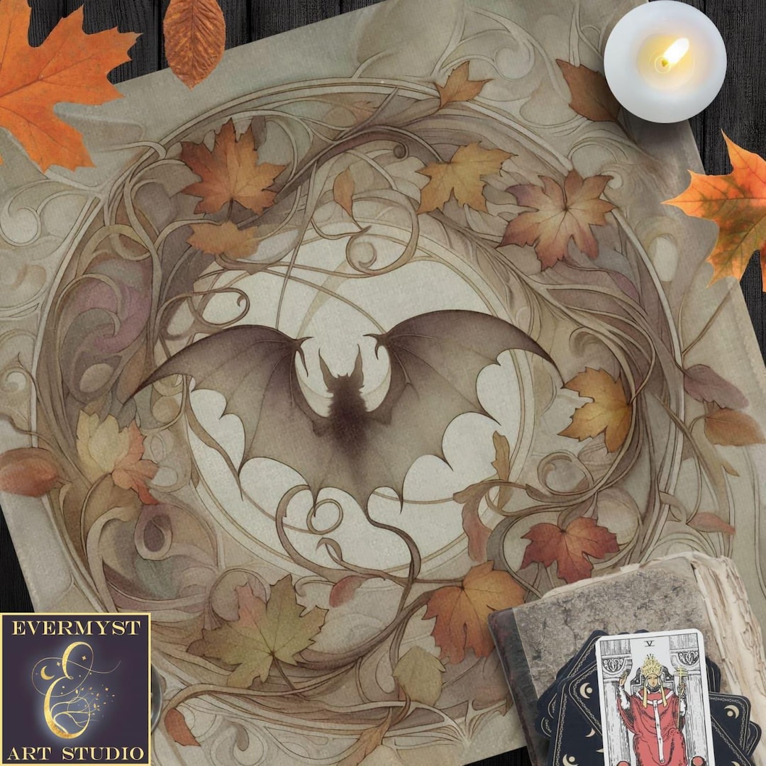 Fall Altar Cloth With Bat Design - Samhain Nature Tarot Mat - Etsy