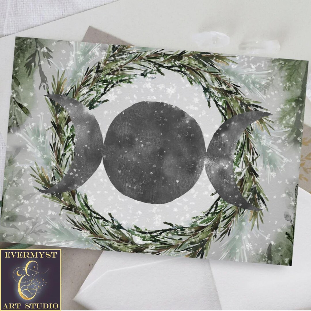 Yule Triple Moon Winter Greeting Card Pagan Witch Wicca Solstice ...