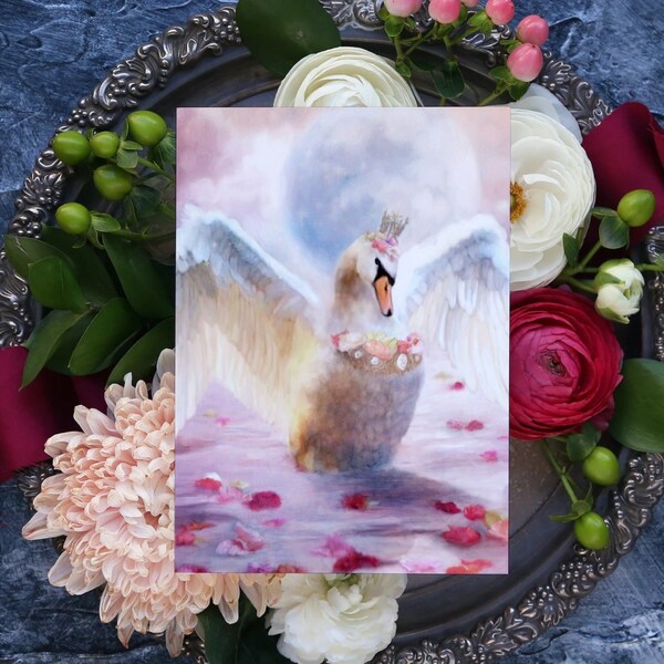 Swan Greeting Card - Etsy