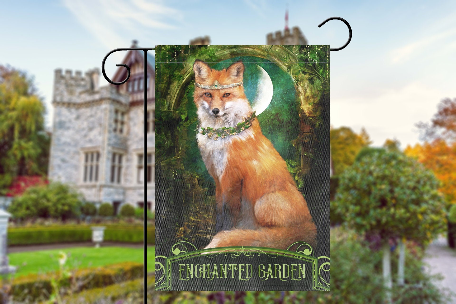 Enchanted Garden Flag With Fancy Mythic Fox Fantasy Fox - Etsy