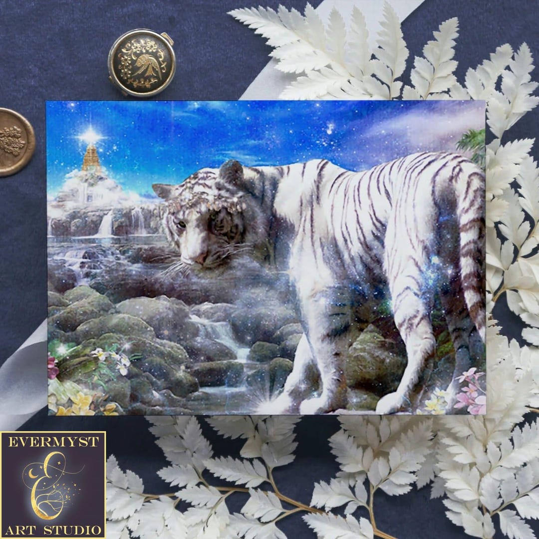 Fantasy White Tiger Greeting Card, Mythic Greeting Card - Etsy
