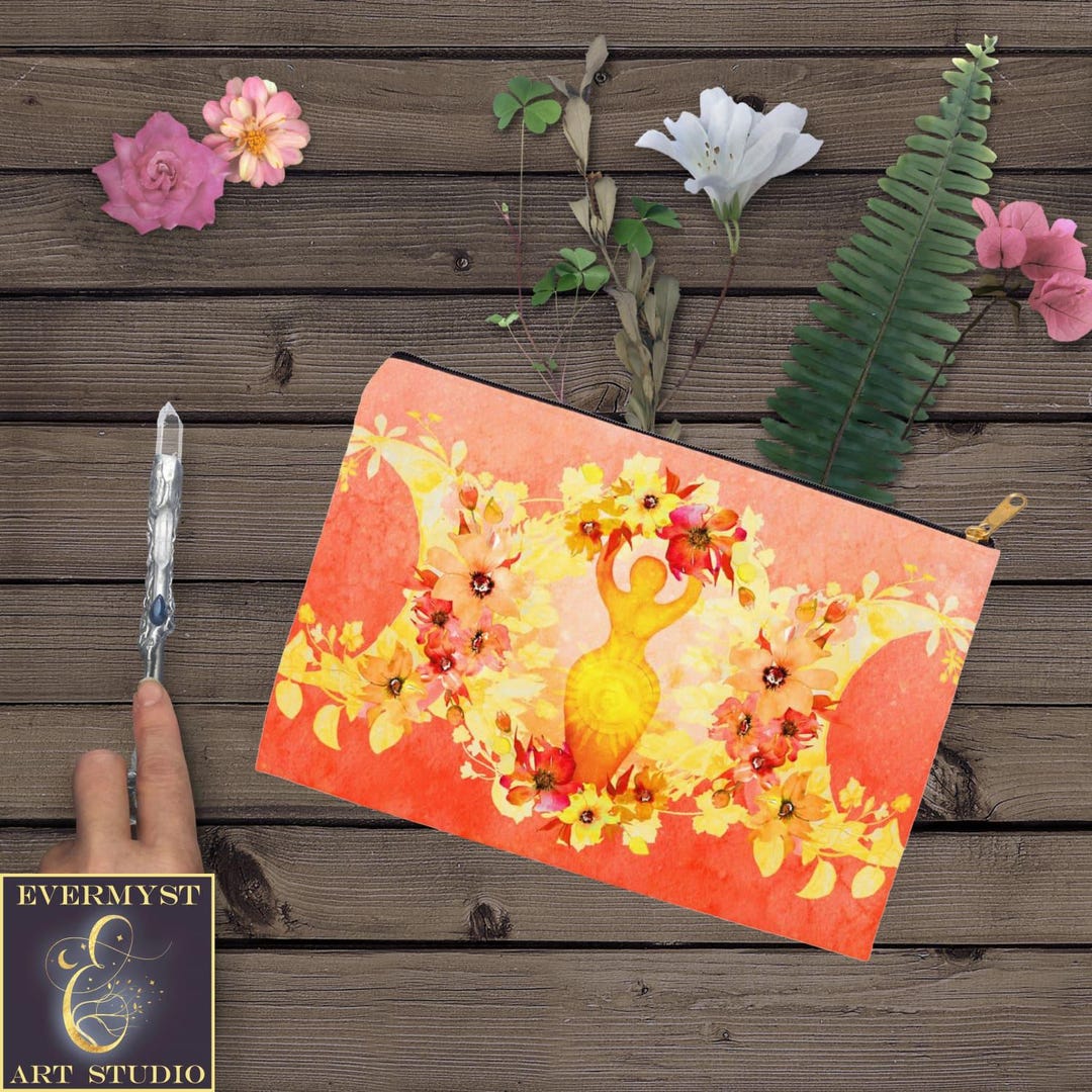 Tarot Pouch, Sun Goddess Beltane Accessory Pouches Vintage Design Witch ...