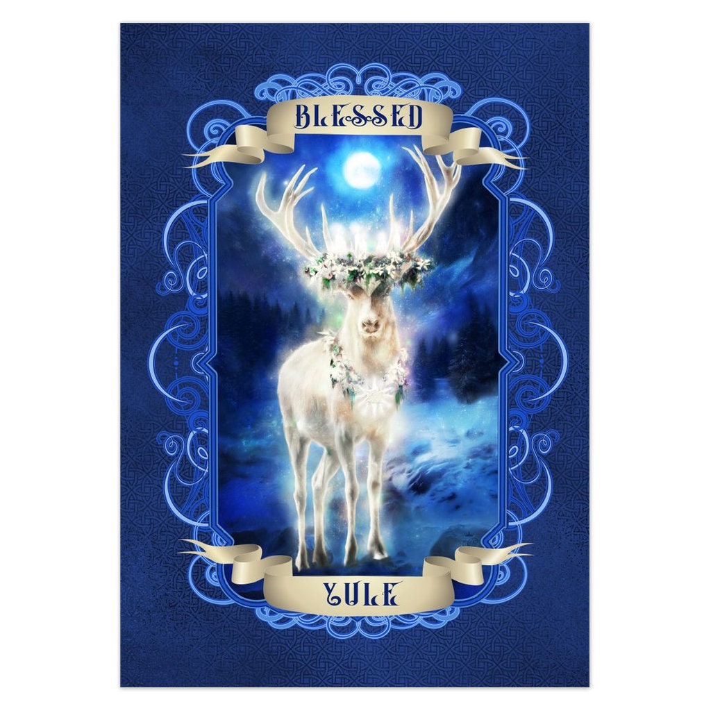 Yule Reindeer Greeting Card Yuletide Stag Deer Mythic Deer - Etsy
