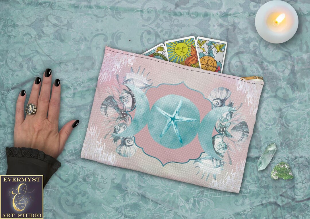 Tarot Pouch, Water Witch Sea Triple Moon Goddess Accessory Zippered ...