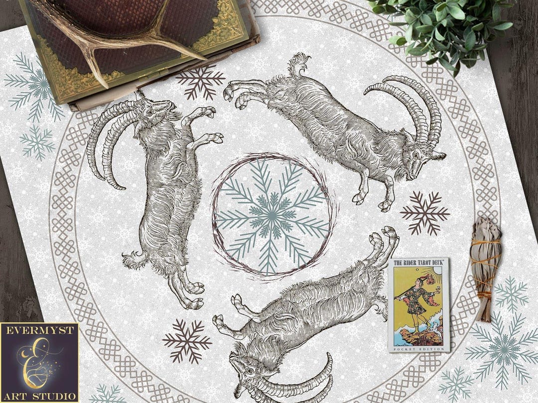 Yule Goat Altar Cloth, Winter Tarot Cloth (22x22/24x24) - Etsy